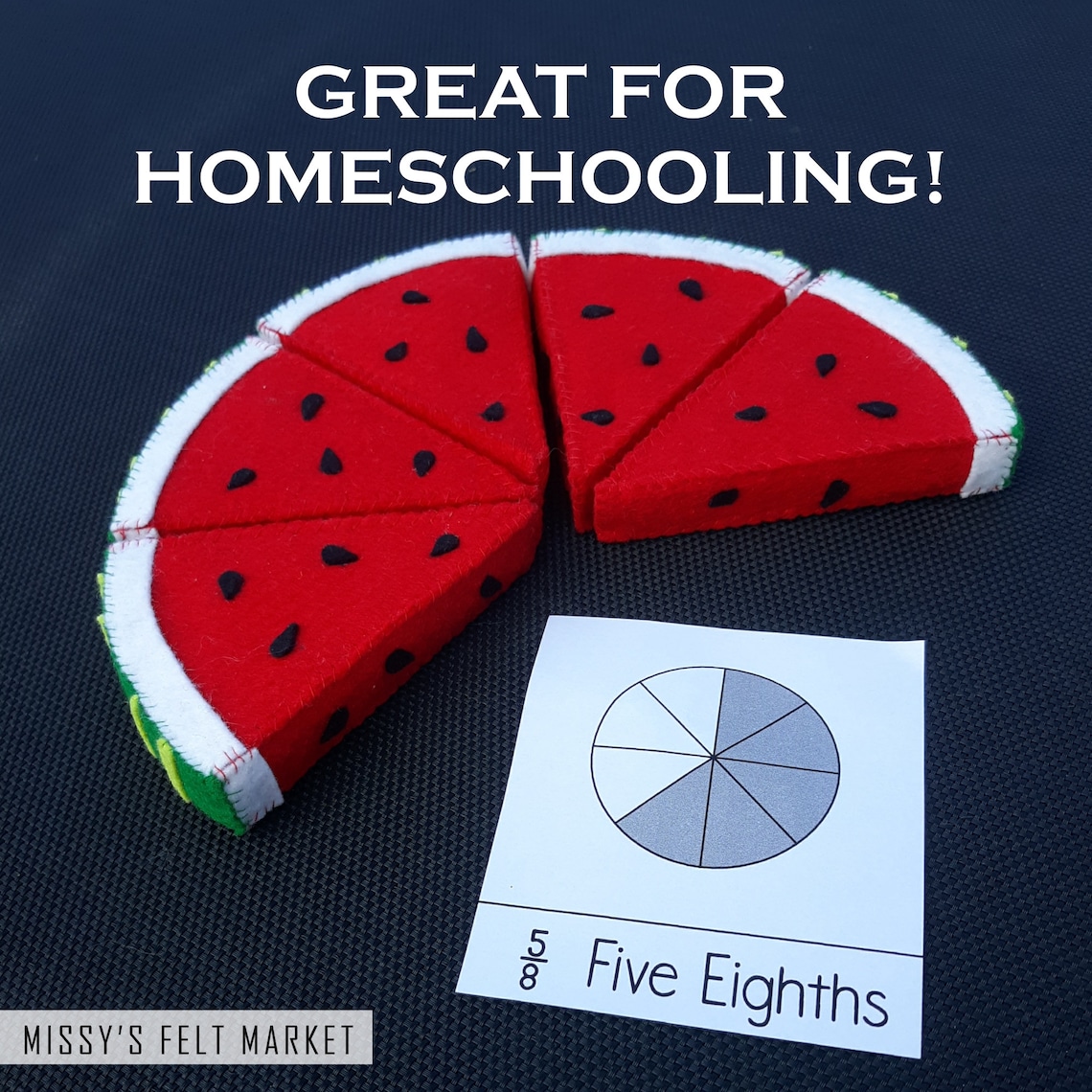 Watermelon Fractions Set with Free Montessori 3-Part Cards | Etsy