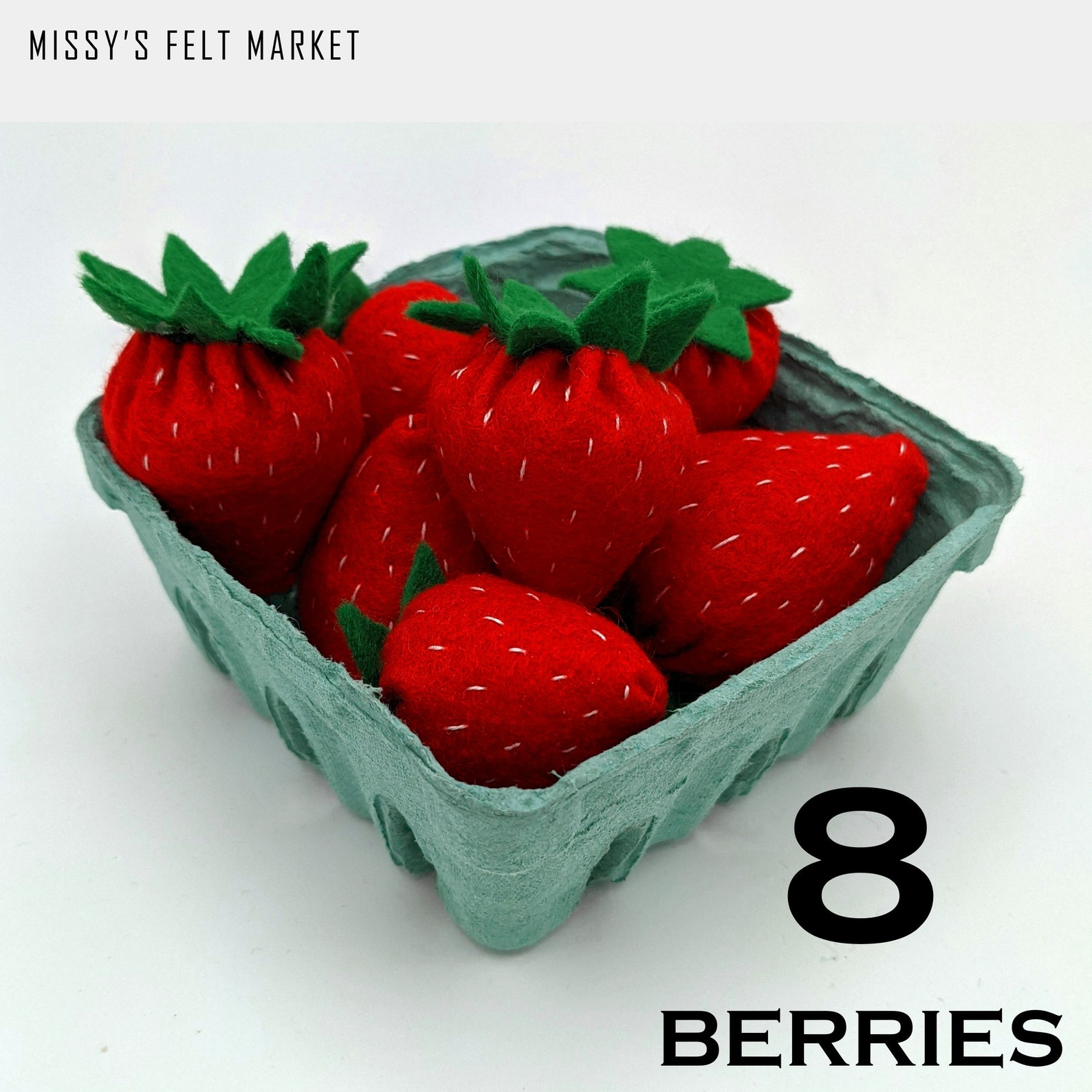 Basket of 8 Red Strawberries in 3 Sizes for Summer Picnics | Etsy