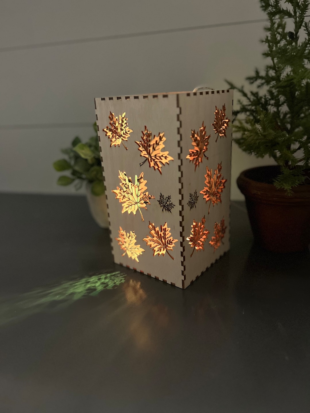 Handcrafted Wooden Fall Tea, Leaf Lantern - Etsy