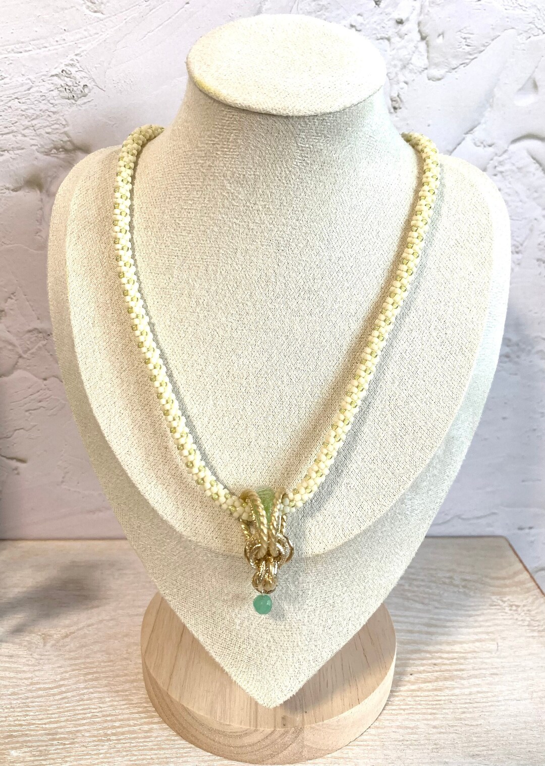 Bead Braid and Natural Stone Necklace - Etsy