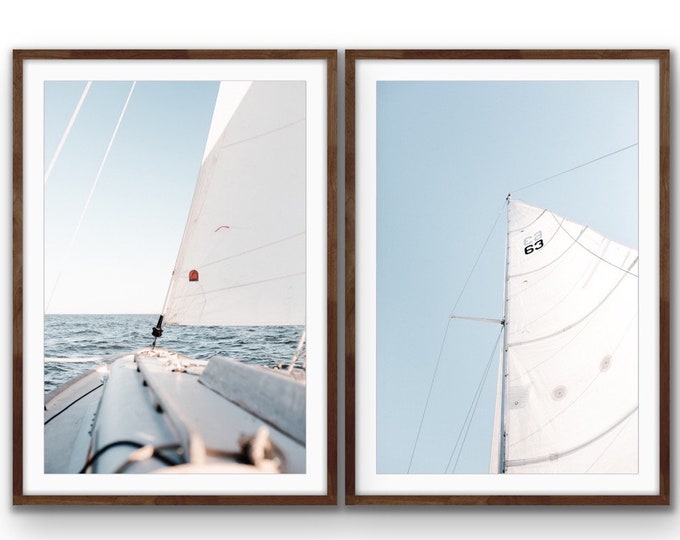 Segeln Poster 2er Set, Segeln Poster, Segelboot Fotografie, Strand Haus ...