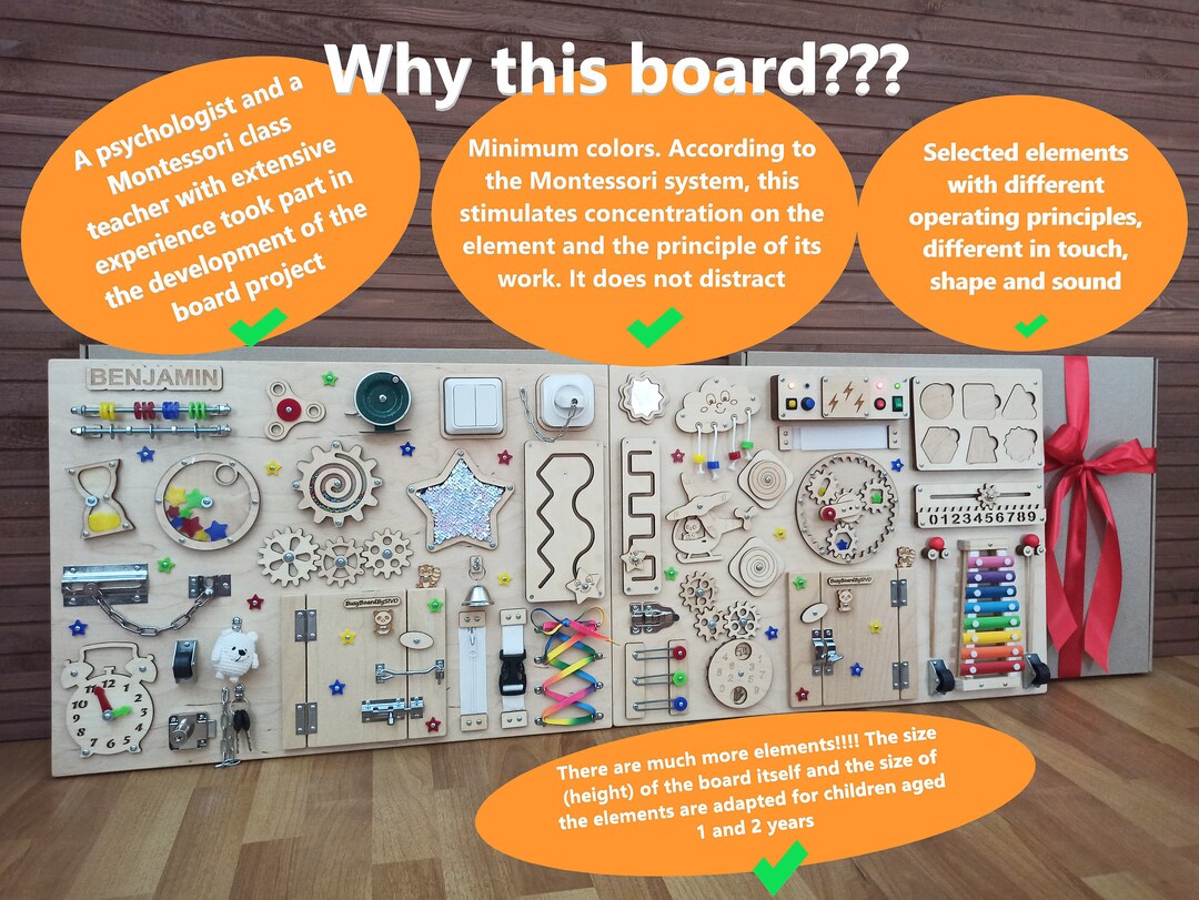 Montessori Busyboard for Toddlers, Personalized Custom Toy for Baby ...