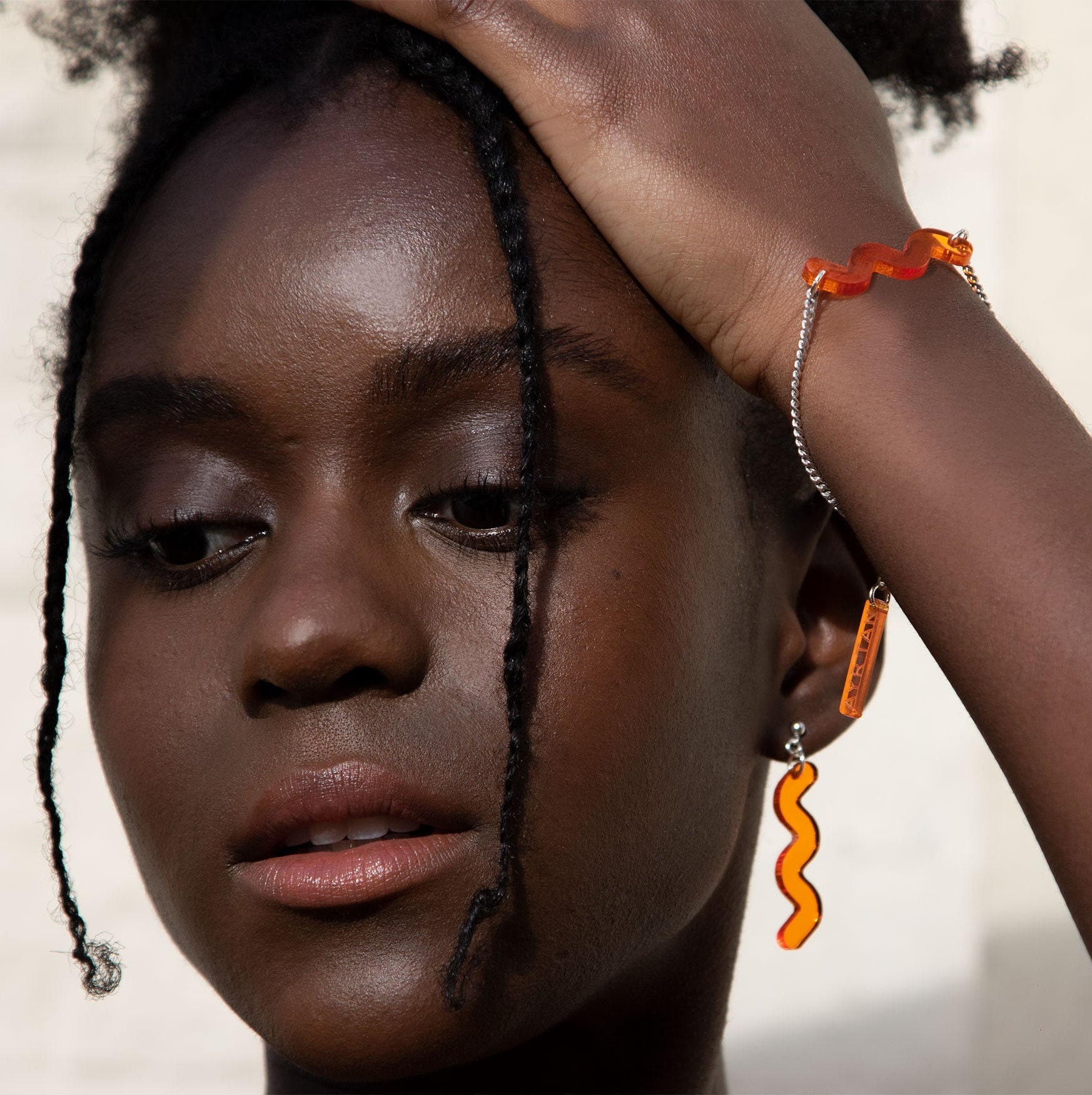 Silver Curvy Curb Chain Bracelet in Tangerine Orange Recycled - Etsy