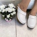 White WOODEN Clogs for Women - Open Back - White LEATHER - Women Low ...