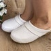 White WOODEN Clogs for Women Open Back White LEATHER Women Low Heel ...