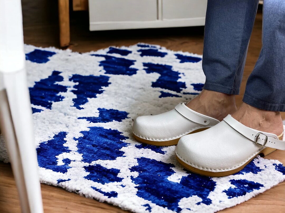 White WOODEN Man's CLOGS Natural Nubuck Leather, Linden Wood Swedish ...