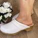 White WOODEN Clogs for Women Open Back White LEATHER Women Low Heel ...