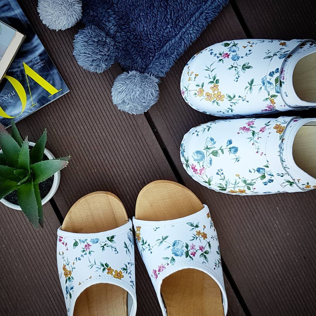 Real Leather Clogs Floral Natural Materials - Etsy