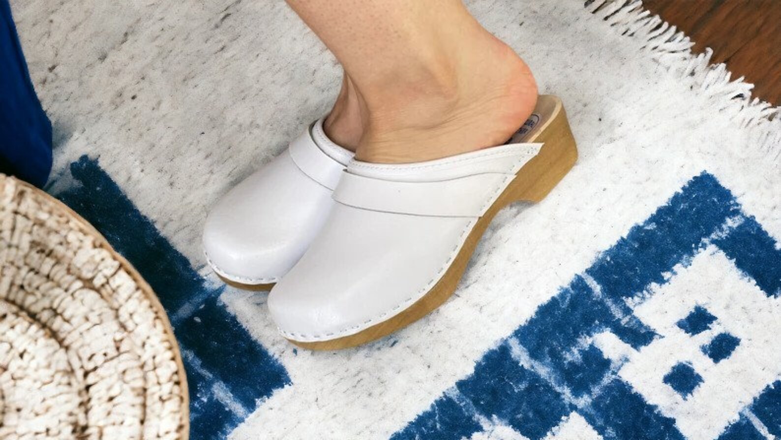 White WOODEN Clogs for Women - Open Back - White LEATHER - Women Low ...