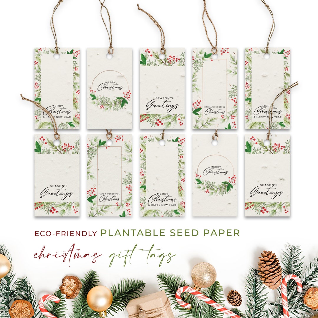Plantable Seed Paper Gift Tags Christmas Xmas Eco-friendly ...