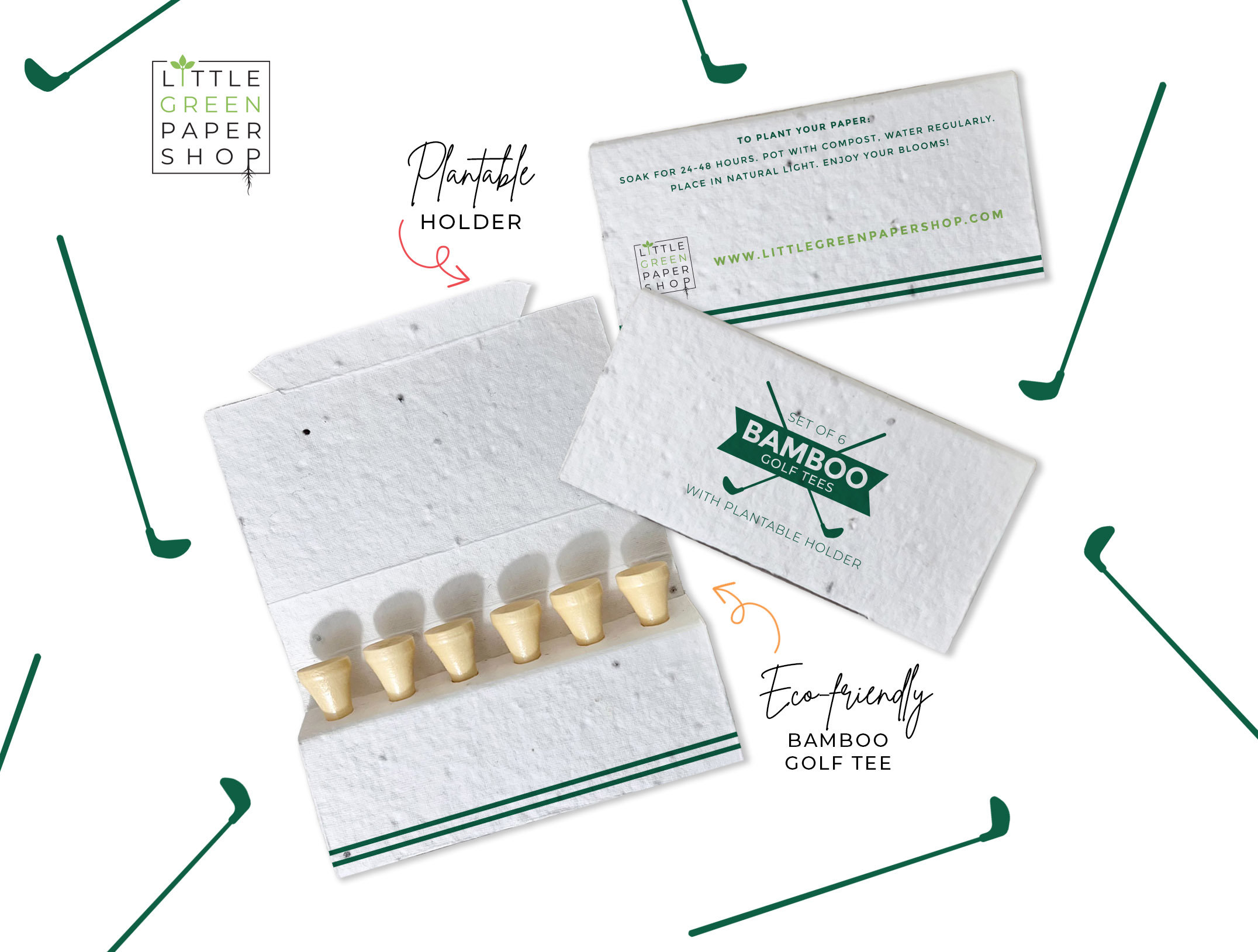 Eco-friendly Bamboo Golf Tees in Plantable Seed Paper Packaging ...