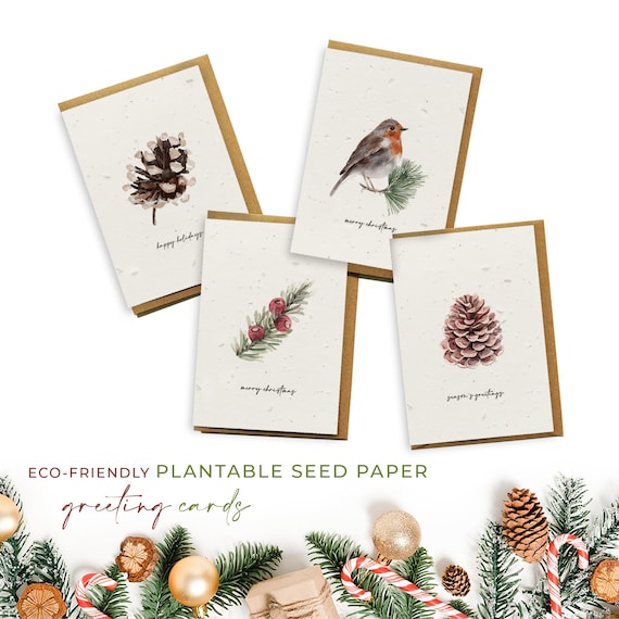 FESTIVE CARD SET Seed Paper Cards Christmas Seed Cards Xmas - Etsy