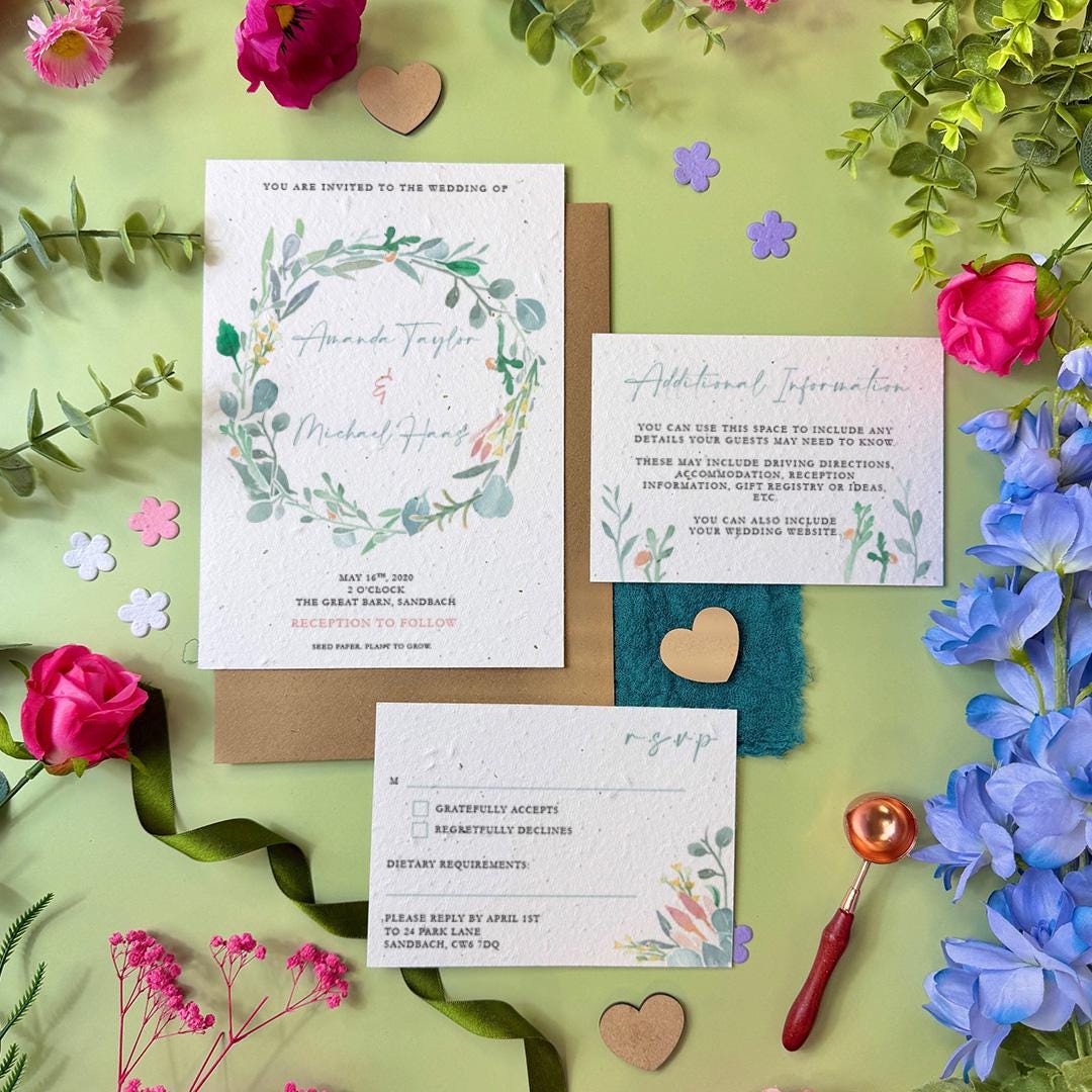 Plantable Wedding Invitations | Seed Paper Wedding Invites With ...