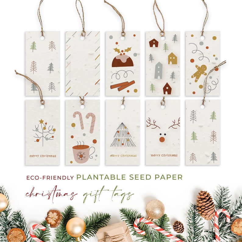 Plantable Seed Paper Gift Tags Christmas Xmas Eco-friendly ...