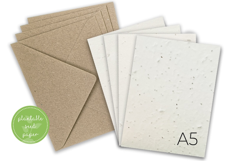 Plantable Seed Paper Cards BLANK A5 With Envelopes- Design Your Own ...