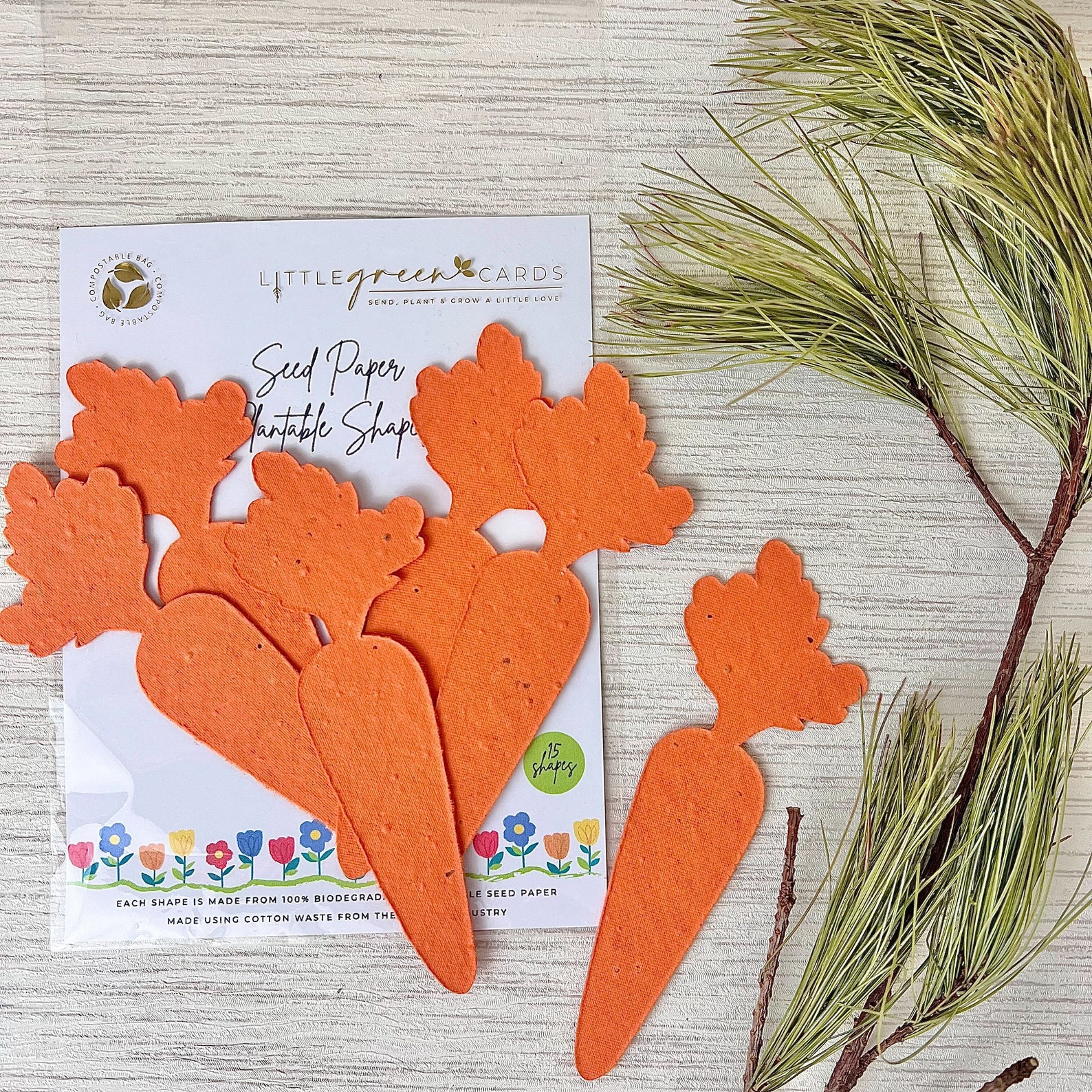 Assorted PLANTABLE Seed Paper SHAPES (pack of 15) Biodegradable Eco ...