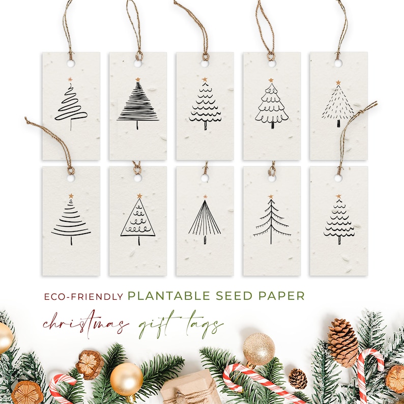 Plantable Seed Paper Gift Tags Christmas Xmas Eco-friendly ...