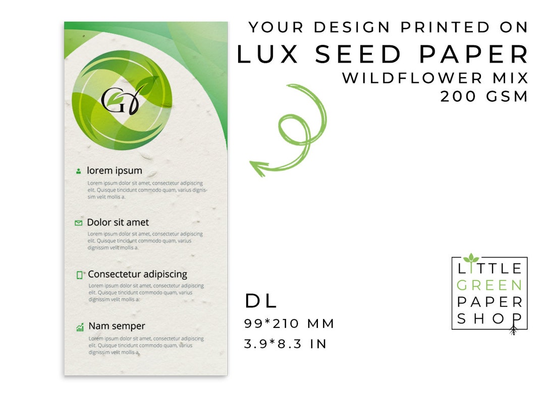 Plantable Seed Paper Marketing Material Flyer Print for Business - DL ...