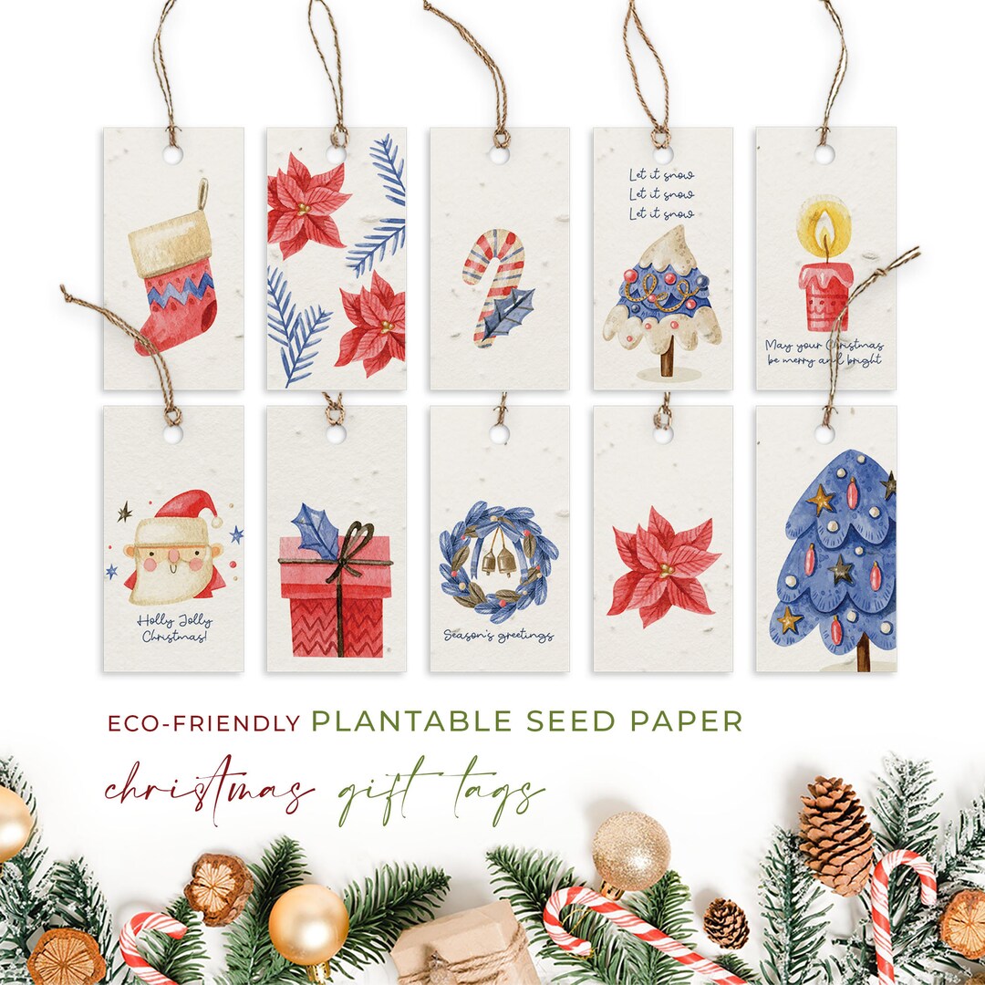 Plantable Seed Paper Gift Tags Christmas Xmas Eco-friendly ...