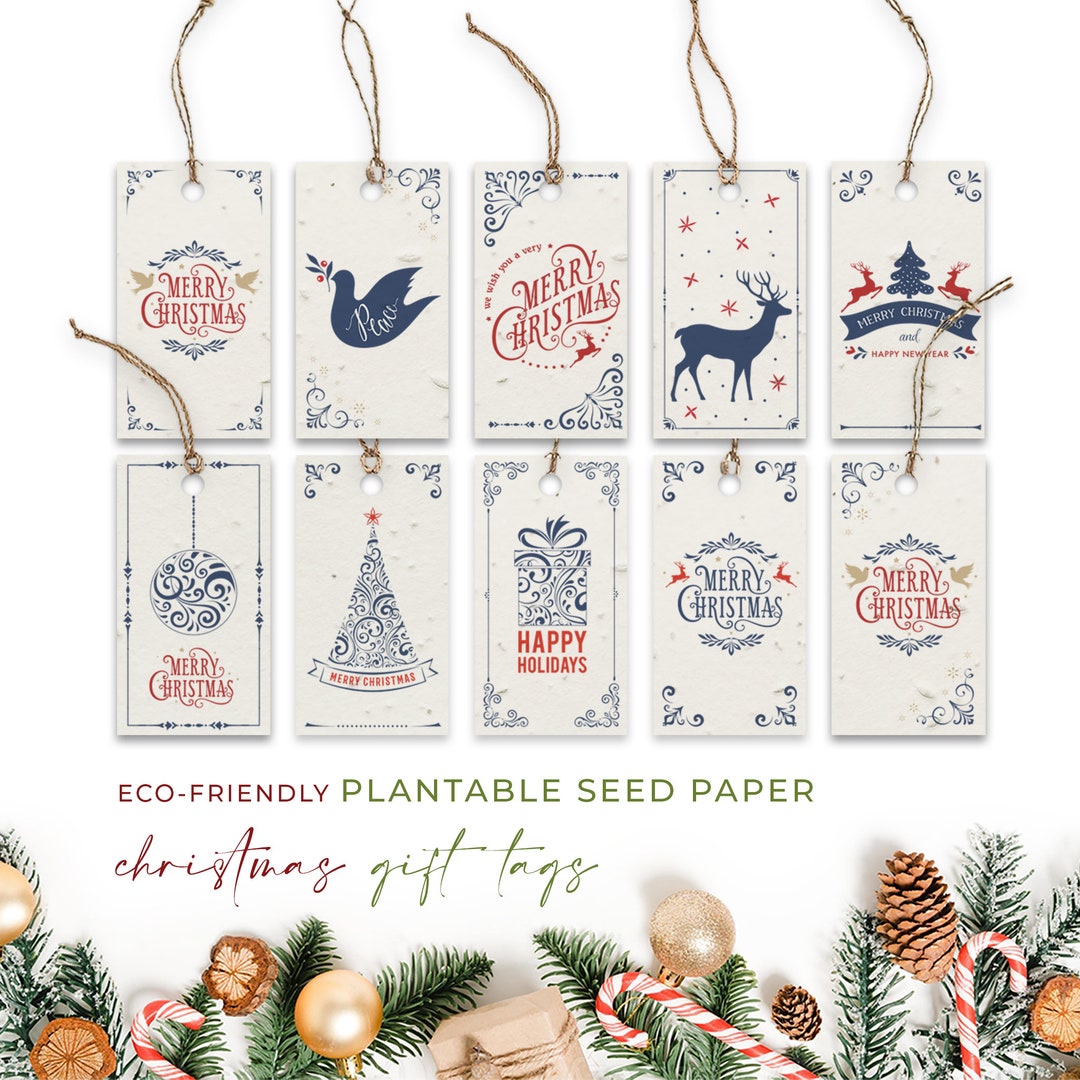 Plantable Seed Paper Gift Tags Christmas Xmas Eco-friendly ...