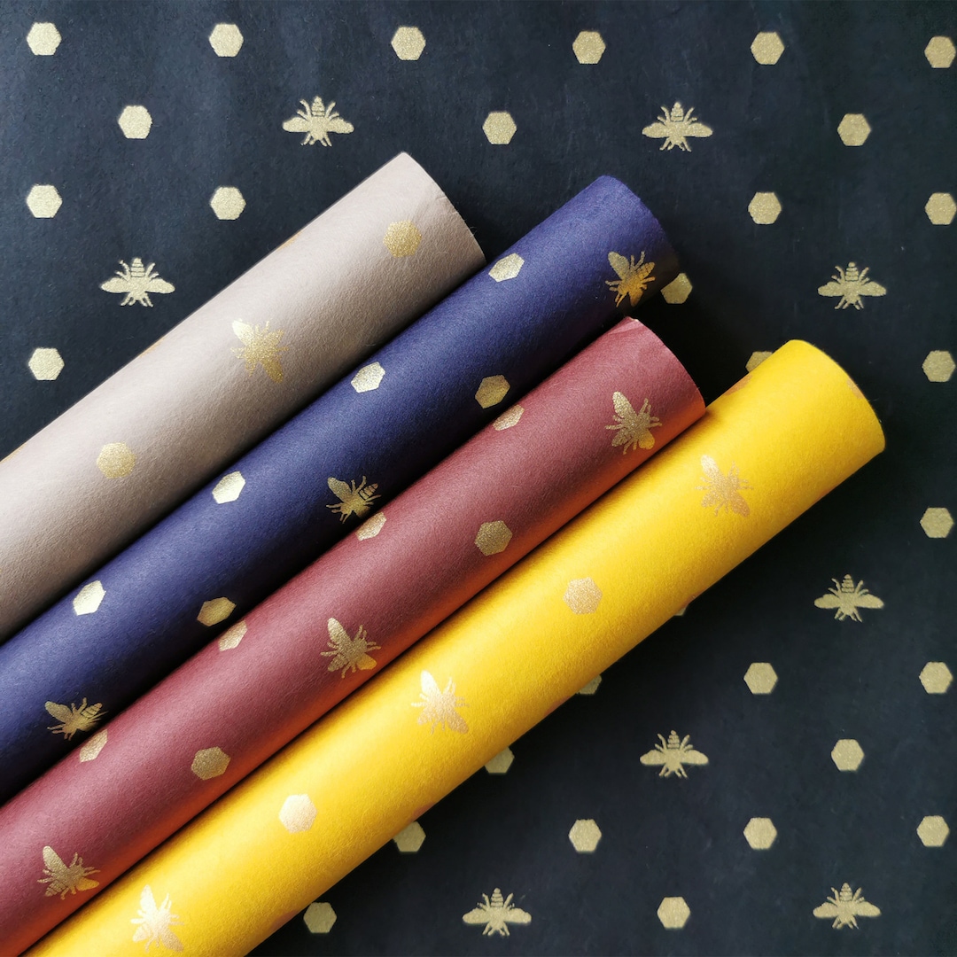 BEE WRAPPING PAPER, Gift Wrap Roll, Mulberry Paper, Wrapping Paper ...