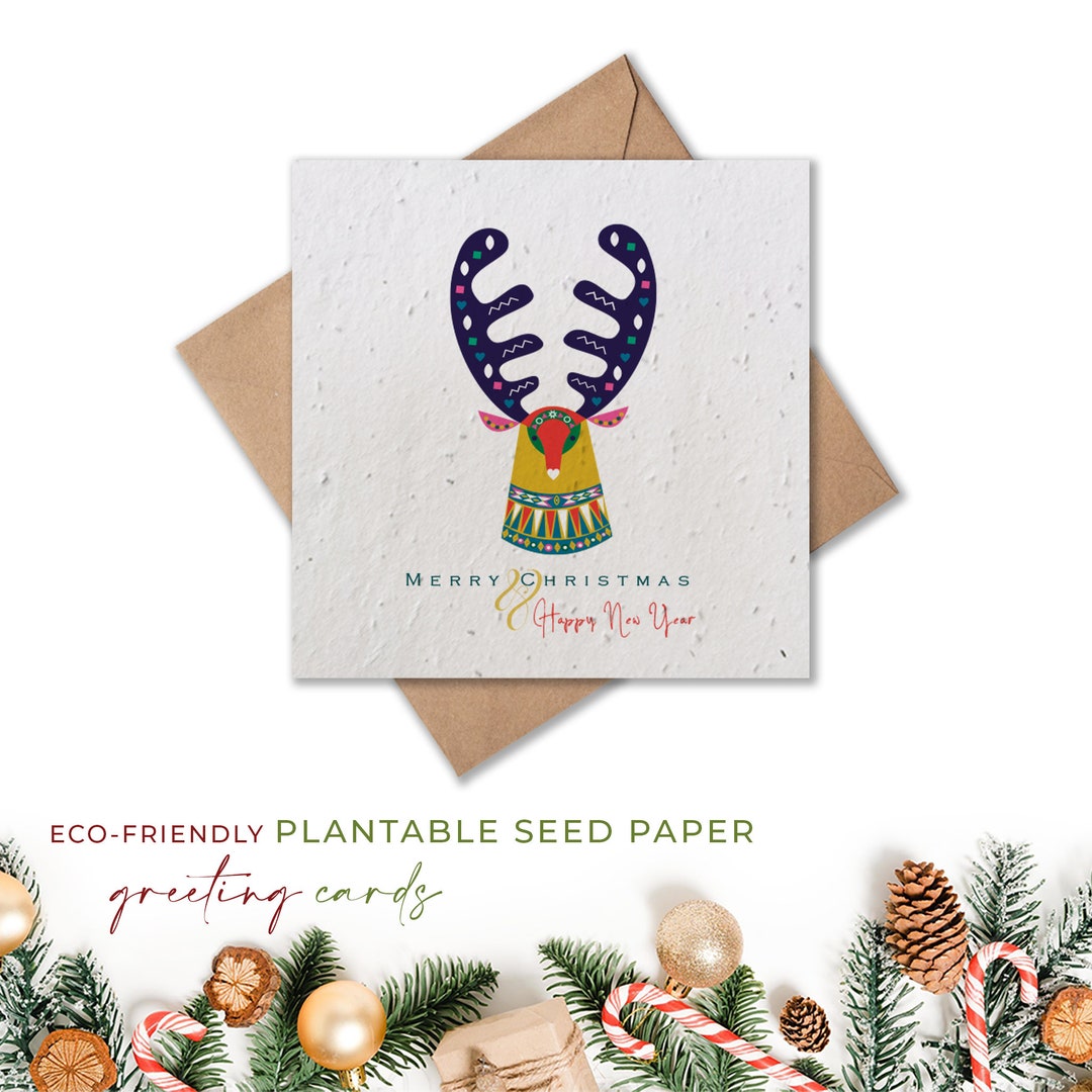 SCANDI Card, MERRY CHRISTMAS Card, Plantable Seed Cards, Seed Paper ...