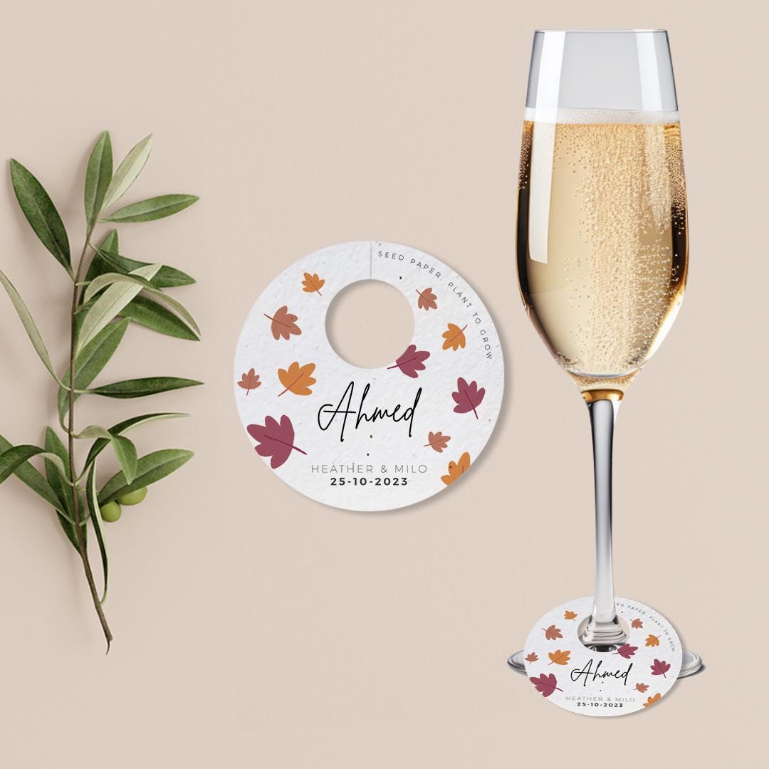 PLANTABLE SEEDED Paper Wine Name Tag, Place Names, Name Cards, Escort ...