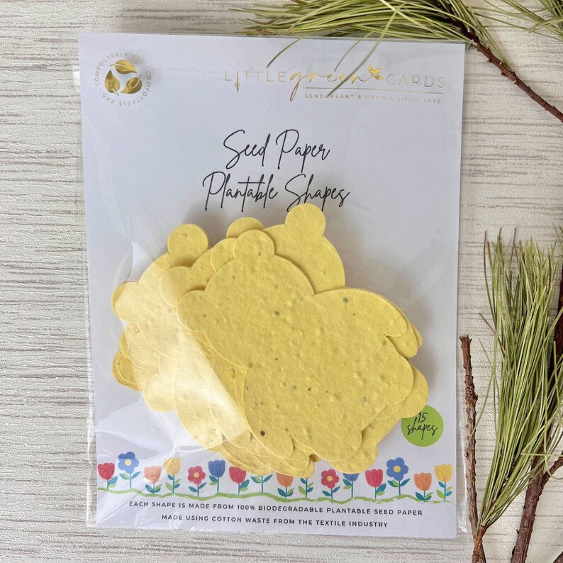 Assorted PLANTABLE Seed Paper SHAPES (pack of 15) Biodegradable Eco ...