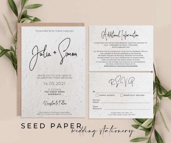 Plantable SEED PAPER Eco-friendly Sustainable Biodegradable - Etsy
