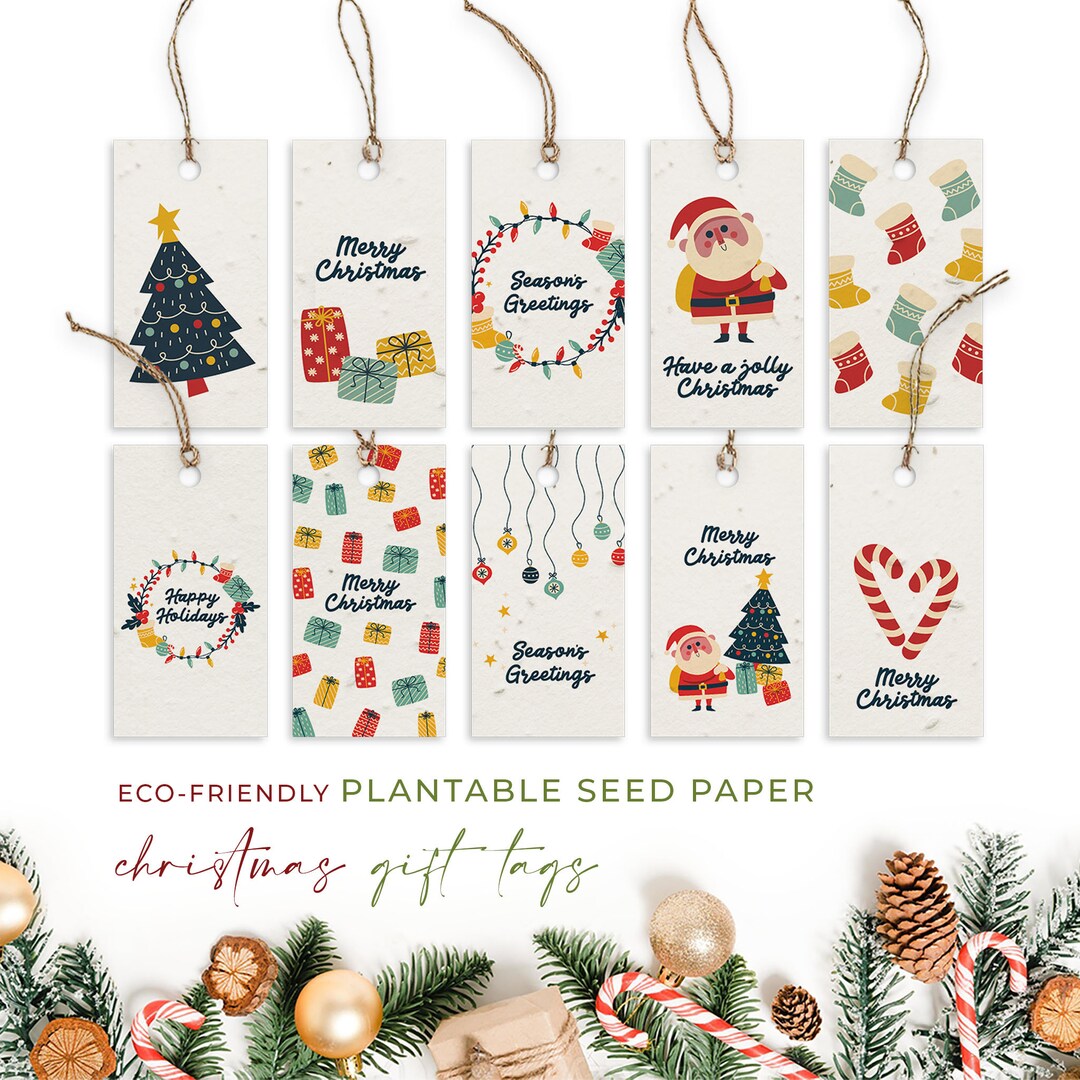 Plantable Seed Paper Gift Tags Christmas Xmas Eco-friendly ...