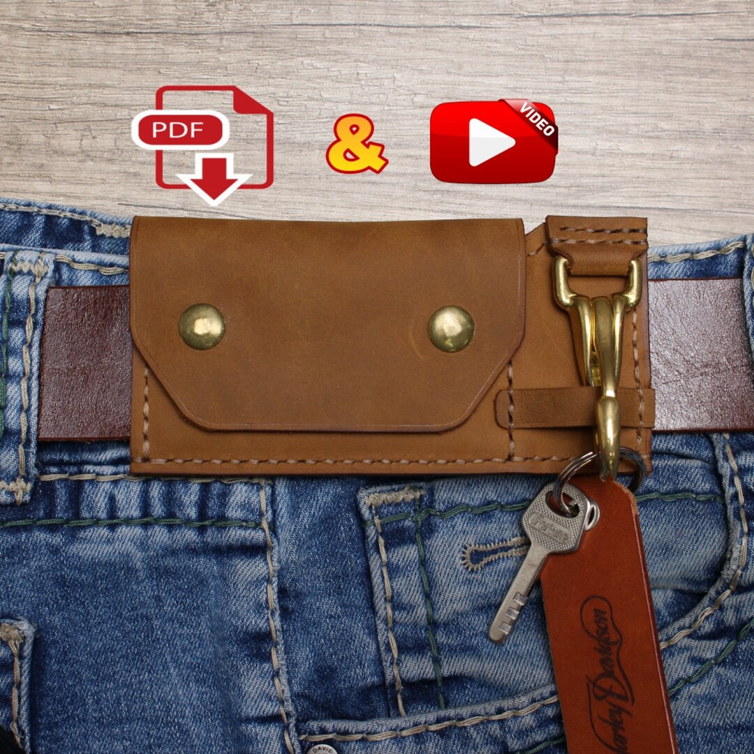 Leather Card Holder Key Chain PDF Pattern A4 Card Holder Digital ...