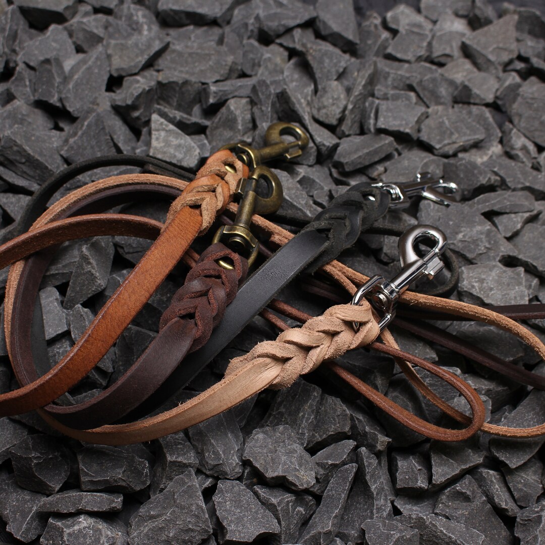 Leather Leash / Dog Leash / Greased Leather Leash / Short Leader / Wide ...