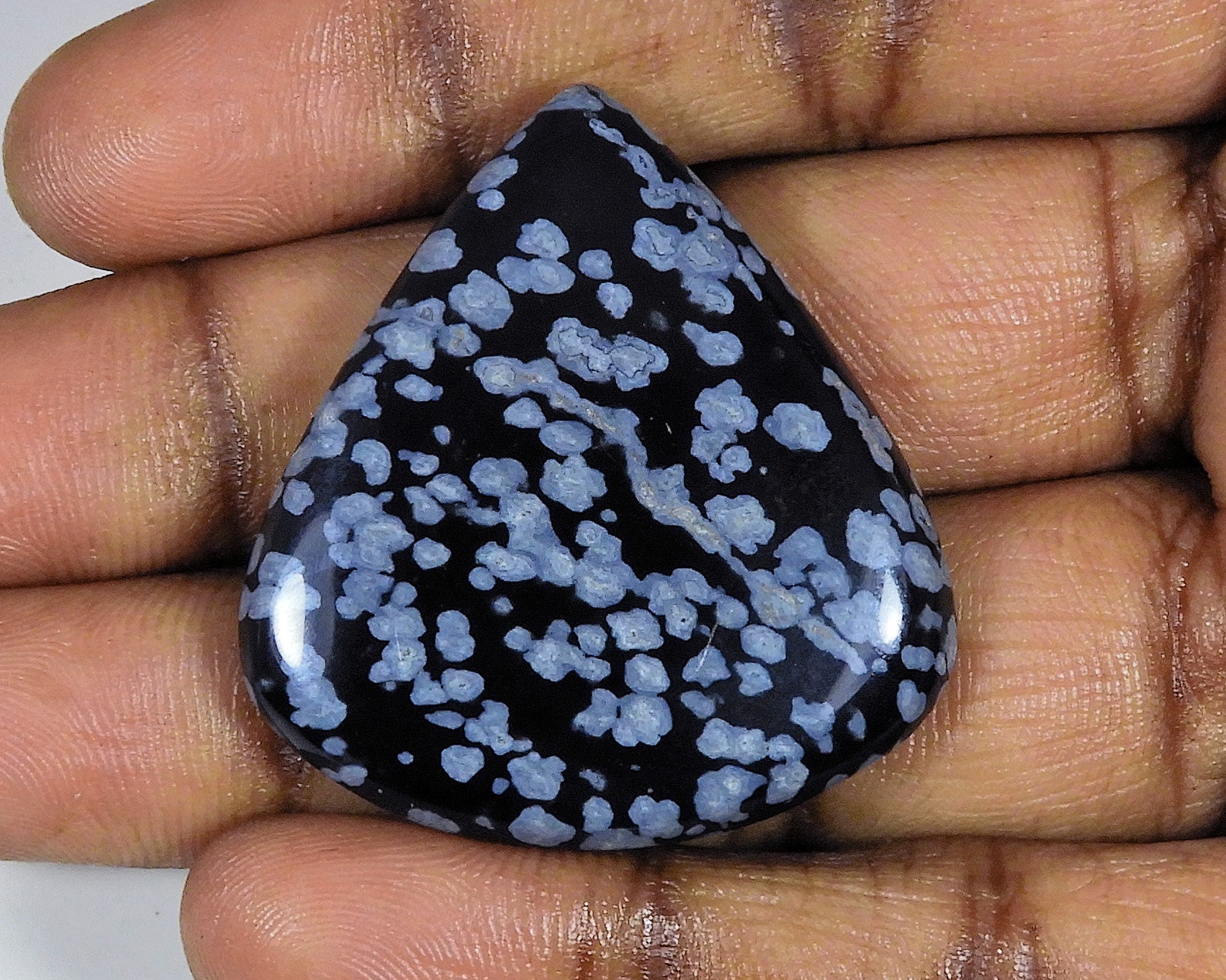 59.60Cts. Natural Snow Flake Obsidian 36X38X6 Cabochon Loose | Etsy