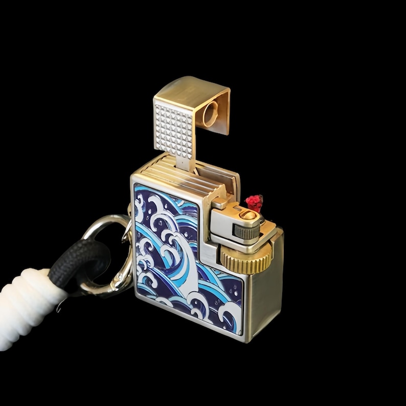 Mini Lift-arm Lighter | Japanese Wave Enamel, EDC Art - Etsy