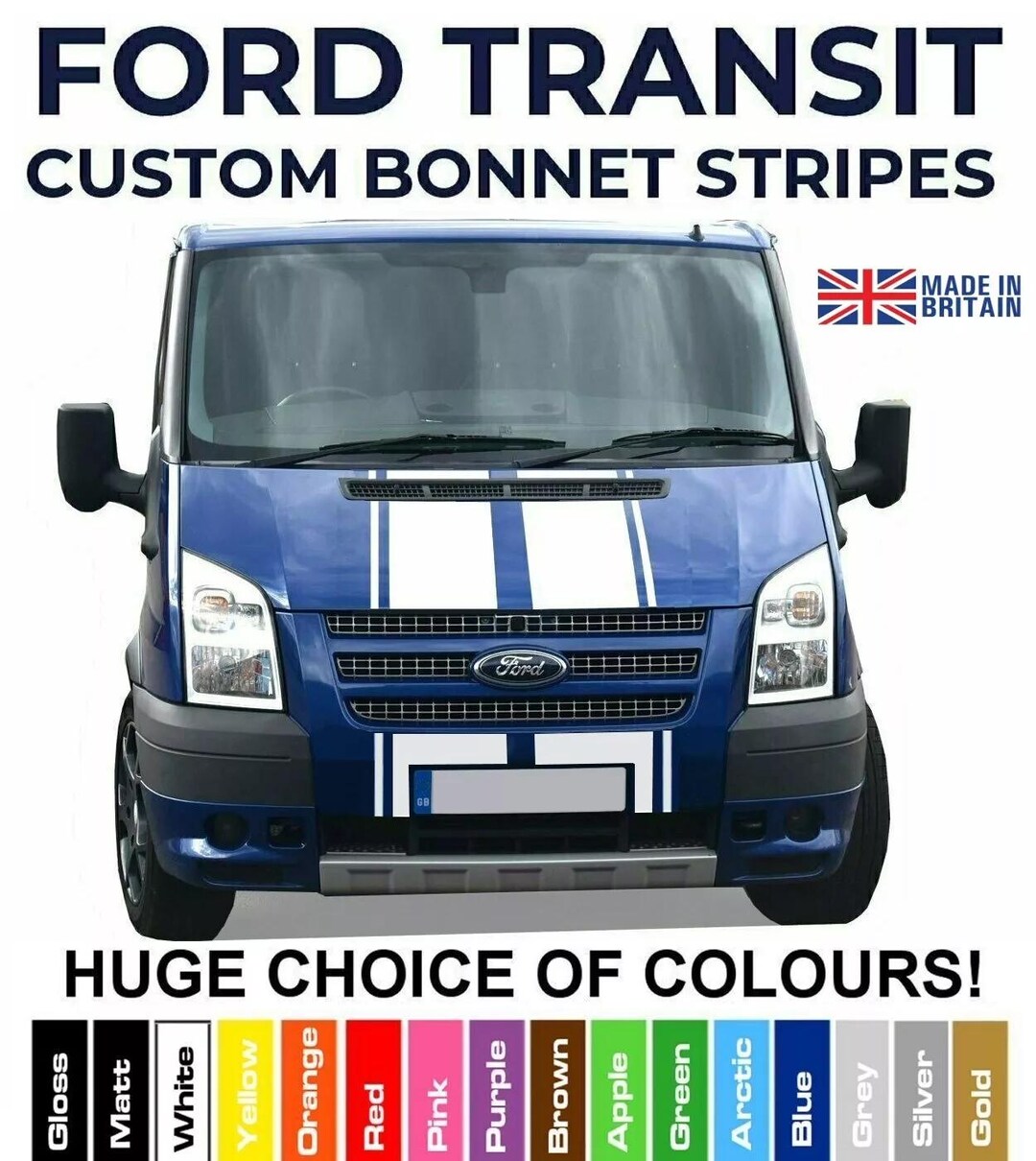 Ford Transit Bonnet Bumper ST Style Vinyl Stripes Graphics Mwb Swb Lwb ...