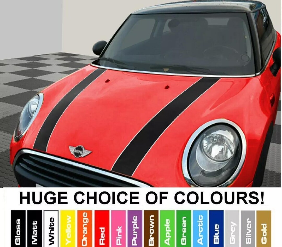 Mini One Mini Cooper S Bonnet Stripes and Pintstripe Vinyl Stickers ...