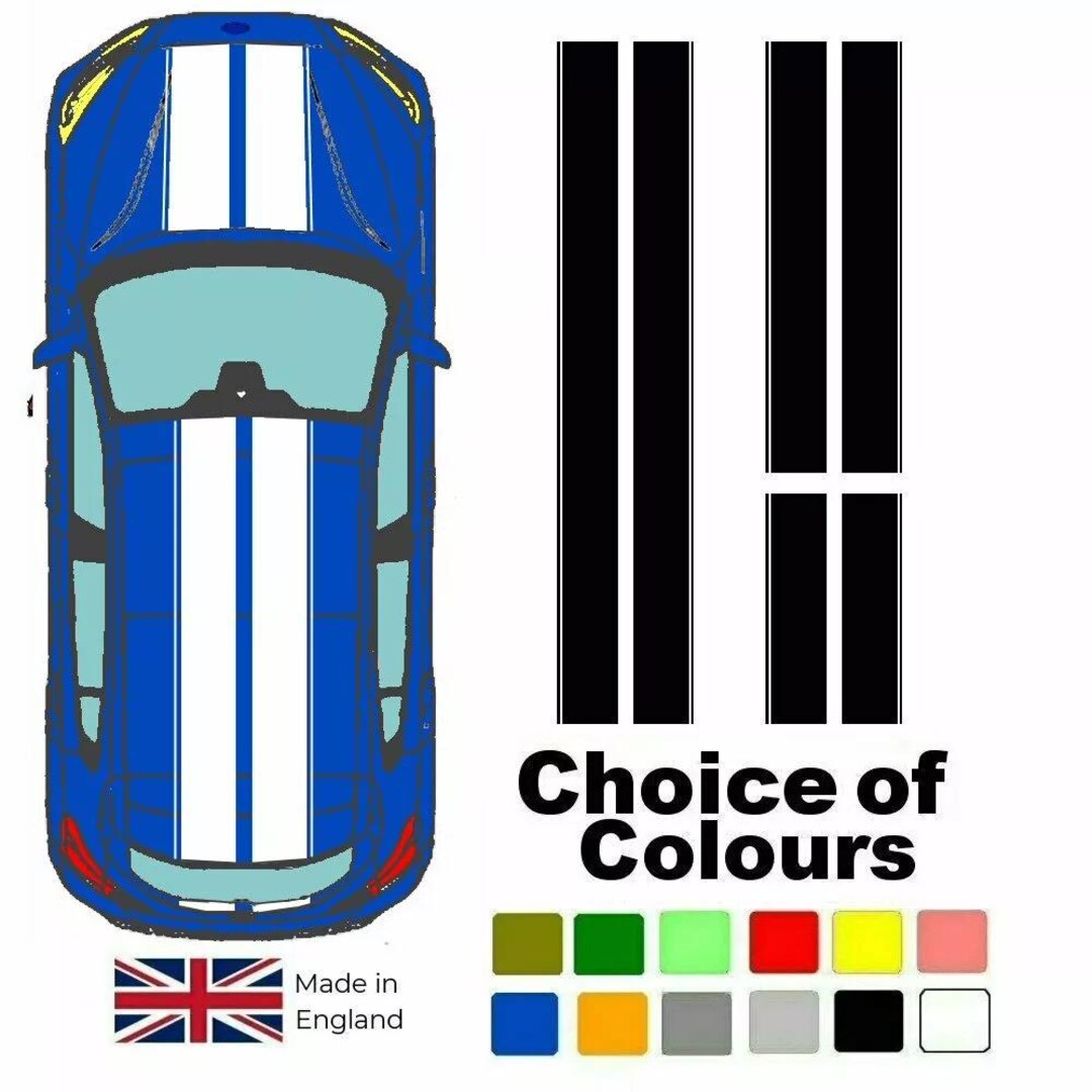 Full Car Vinyl Stripes Bonnet, Roof & Boot Decals Stickers Ford Fiesta ...