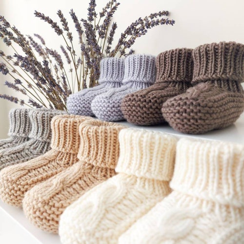 Hand Knitted Merino Wool Baby Booties Unisex Booties Newborn | Etsy