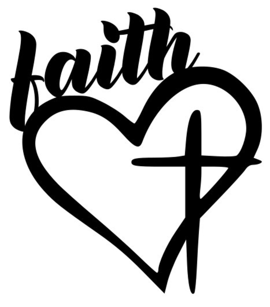 Heart Cross Faith Dxf Svg Vector Digital Download Laser Cut