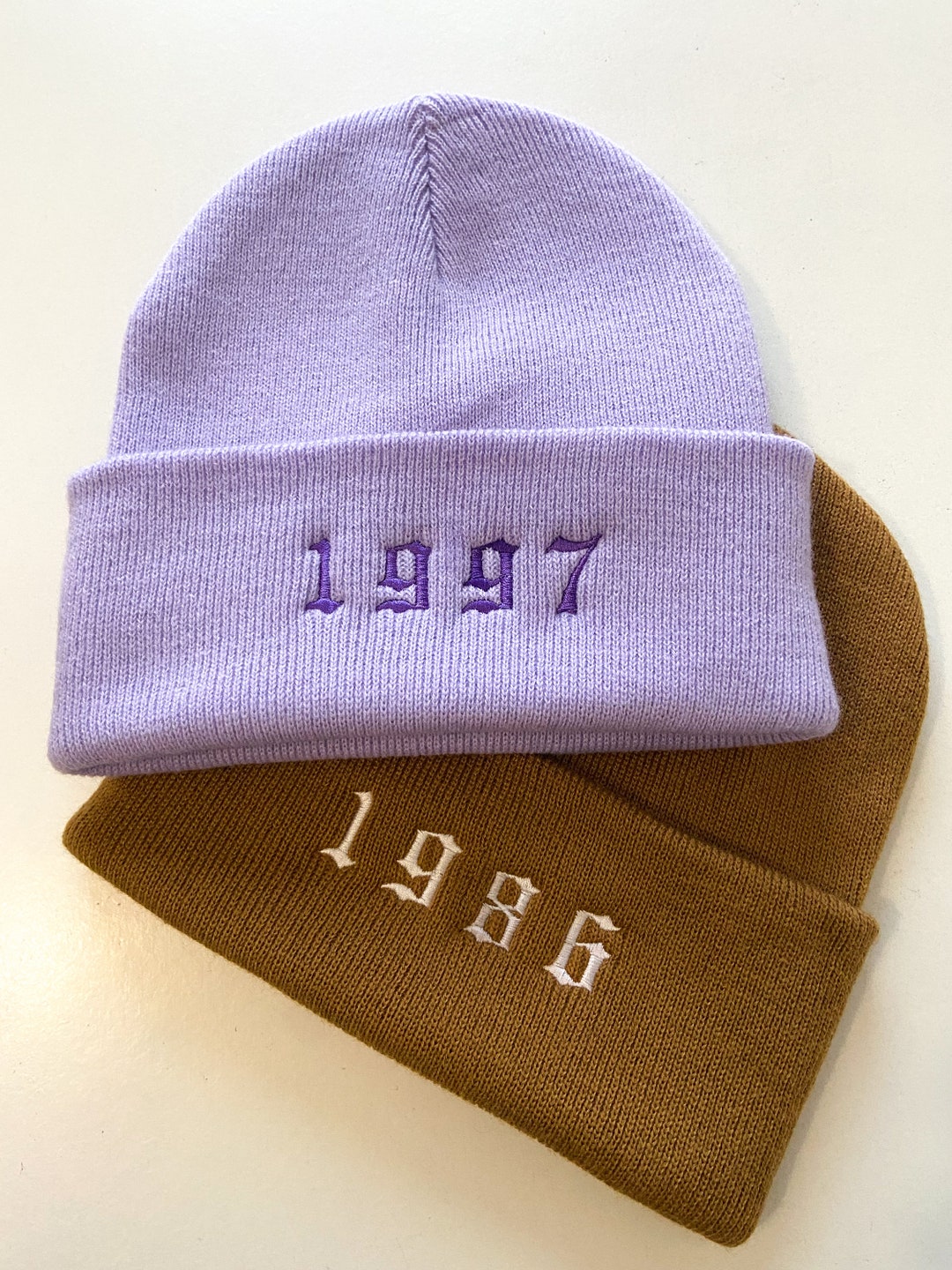 Wide Format Personalised Year/numbers Embroidered Beanie | Funny Cute ...