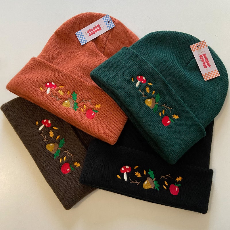 Hand Embroidered Beanie - Etsy