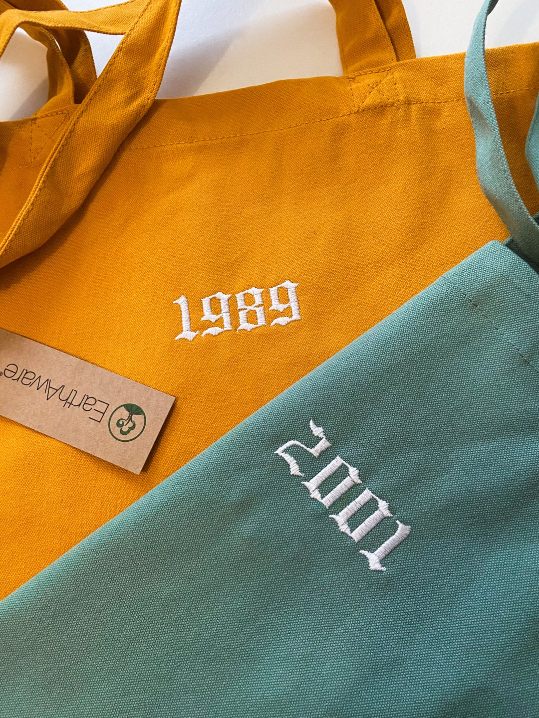 Custom Year/numbers Embroidered Organic Tote Bag - Etsy