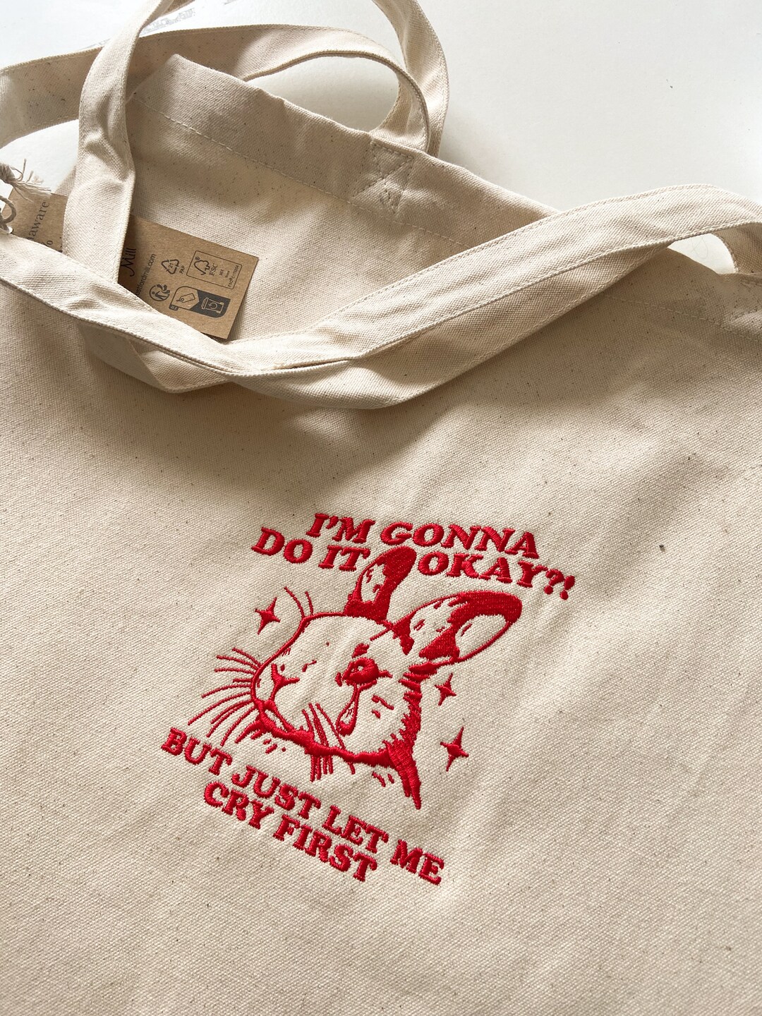 Let Me Cry Bun Embroidered Organic Tote Bag - Etsy