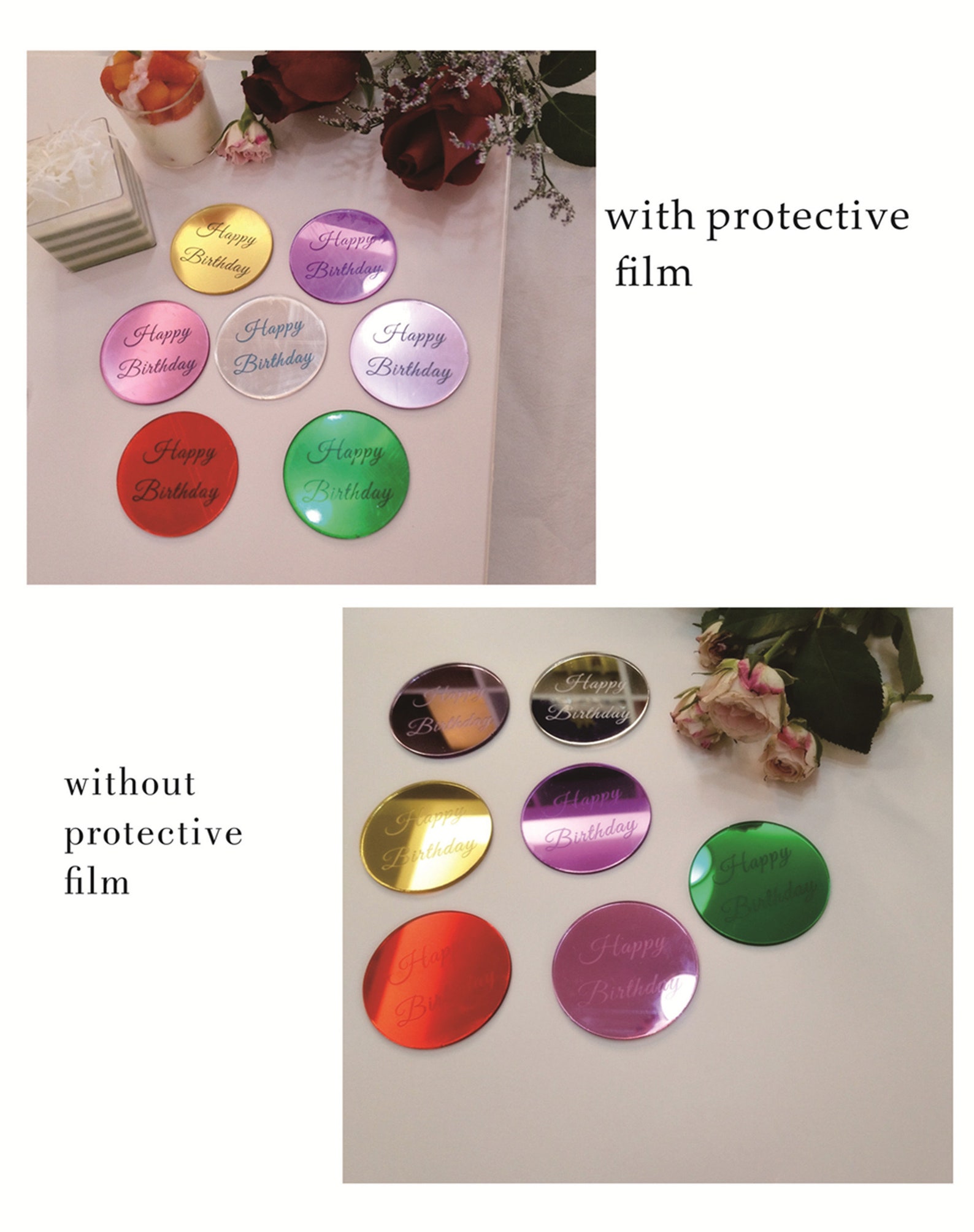 12pcs Acrylic Cake Disc Happy Birthday Cake Disc Cupcake | Etsy