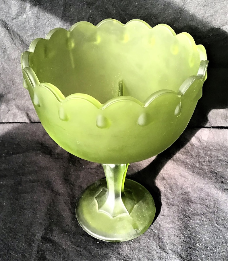 Vintage Frosted Green Satin Glass Indiana Glass Co. Avocado - Etsy