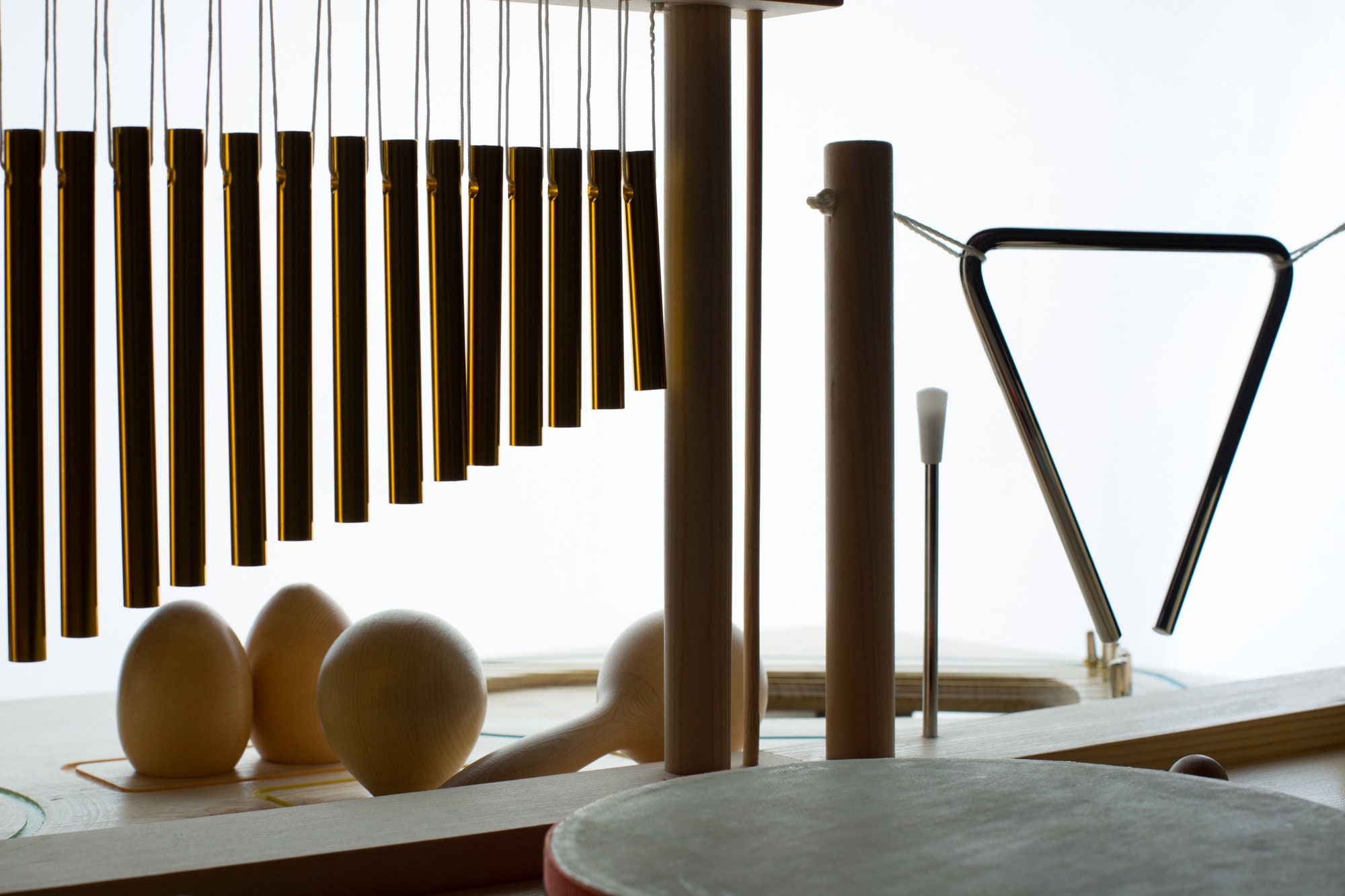 Wooden Instruments on Big Table, Montessori Music, Percussion ...