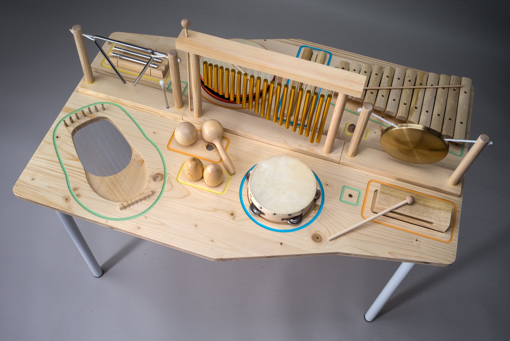 Wooden Musical Instrument Table for Kids, Drum, Xylophone, Lyre - Etsy