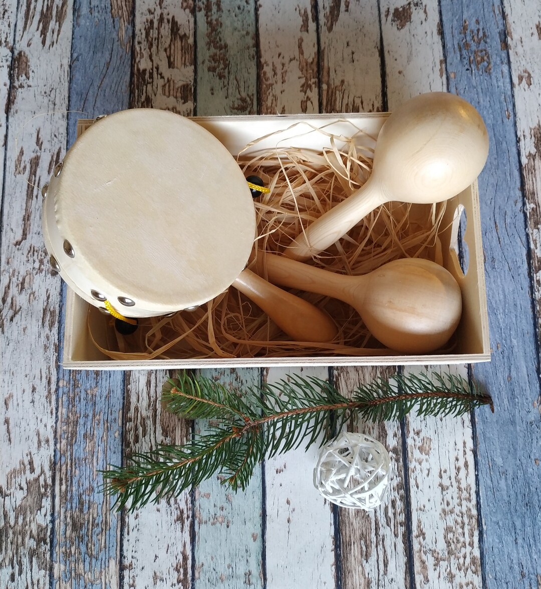 Wooden Maracas & Domroo Drum Set, Montessori Percussion Toys - Etsy UK