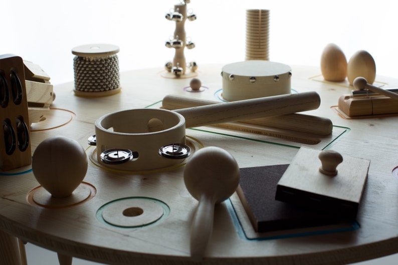 Percussion Instruments on Round Table Eco Friendly Wooden - Etsy
