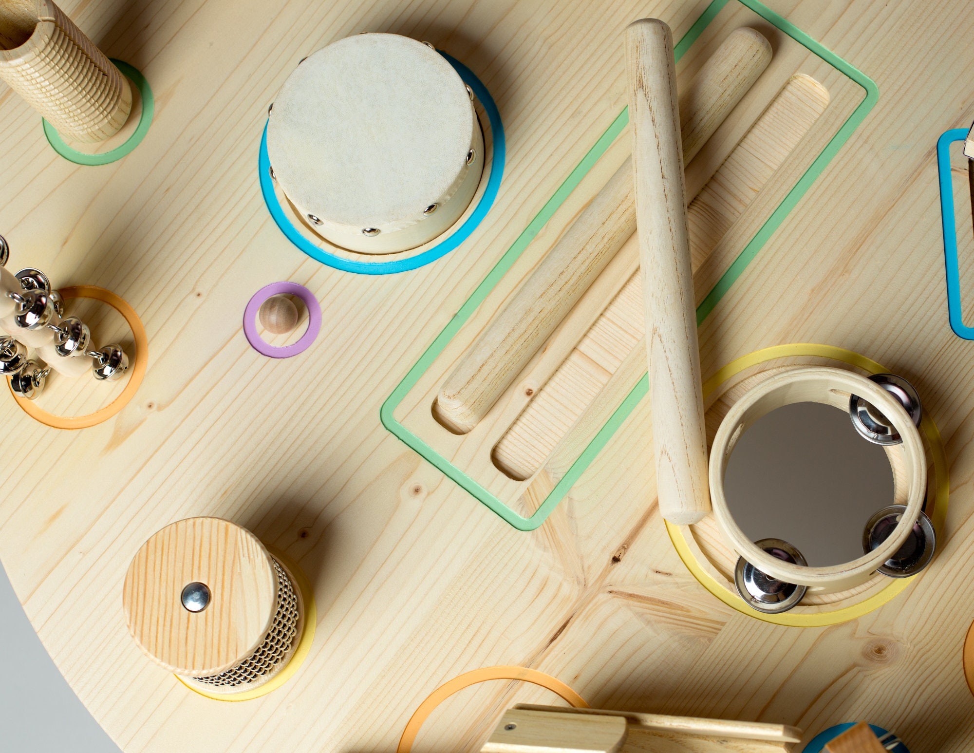 Percussion instruments on Round Table Eco friendly Wooden | Etsy
